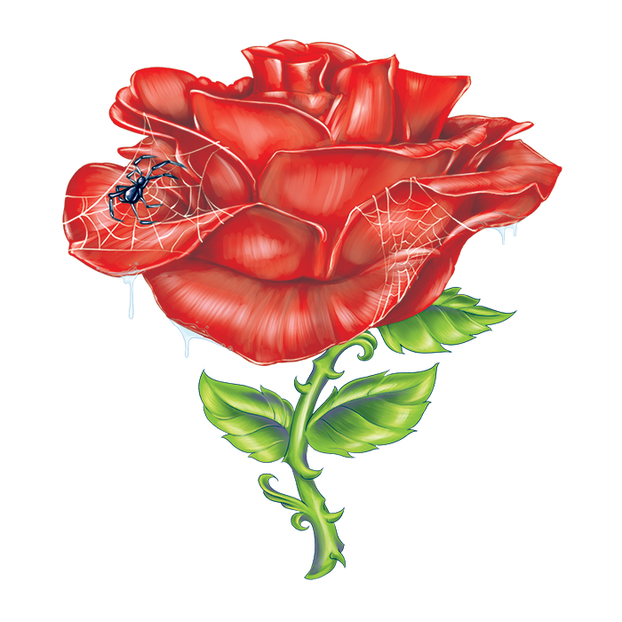 Rose with Spider Temporary Tattoo - IndustryPrint Multi Store