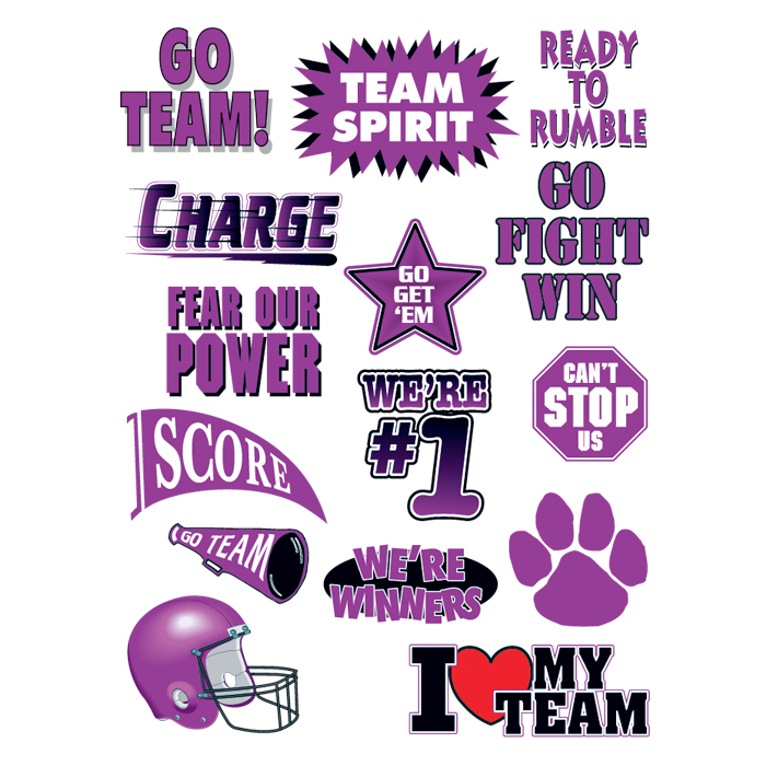Go Team Purple Set of Sports Temporary Tattoo - IndustryPrint Multi Store