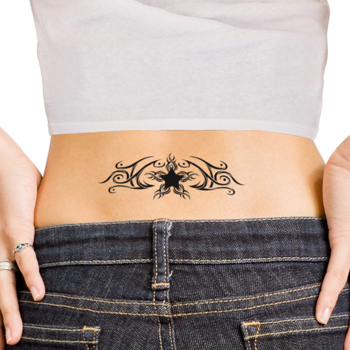 Tribal Star Design Lower Back Temporary Tattoo - IndustryPrint Multi Store