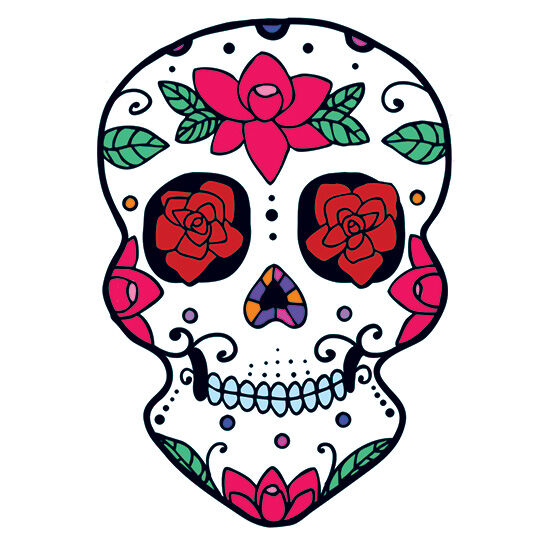 Roses Skull Day of the Dead Temporary Tattoo - IndustryPrint Multi Store